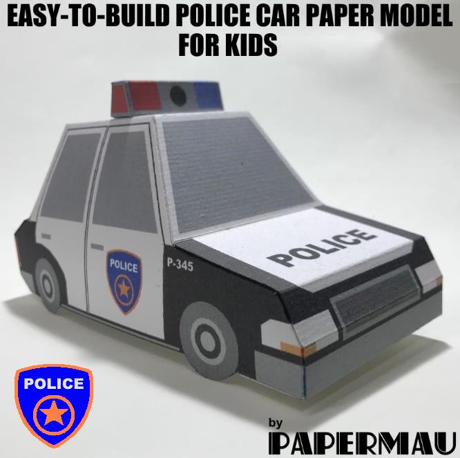 Easy-To-Build Police Car Paper Model For Kids – - PaperCraft VN